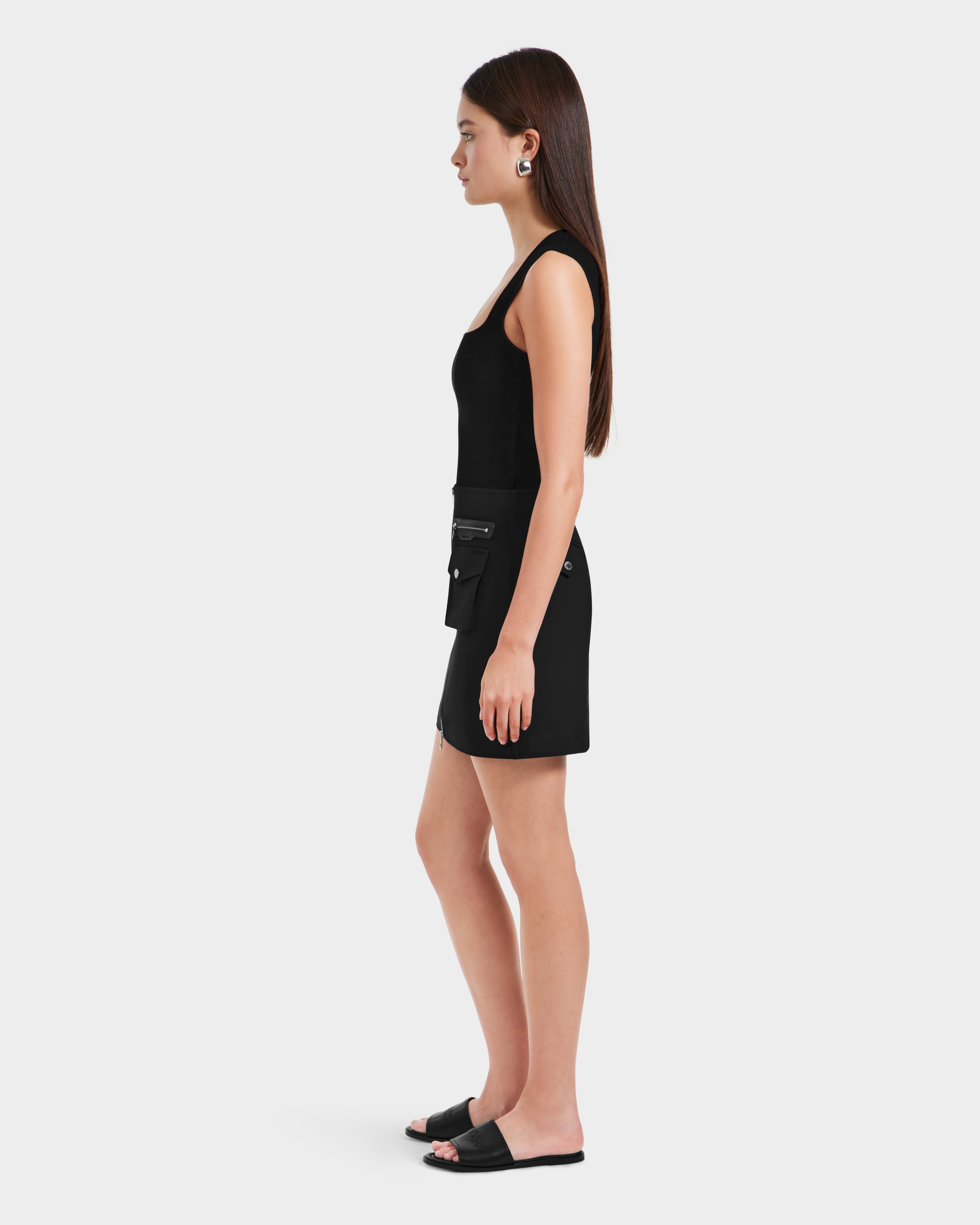 PAMINA Women's Utility Mini Skirt - Vegan Leather Trim, Black – Rudsak ...